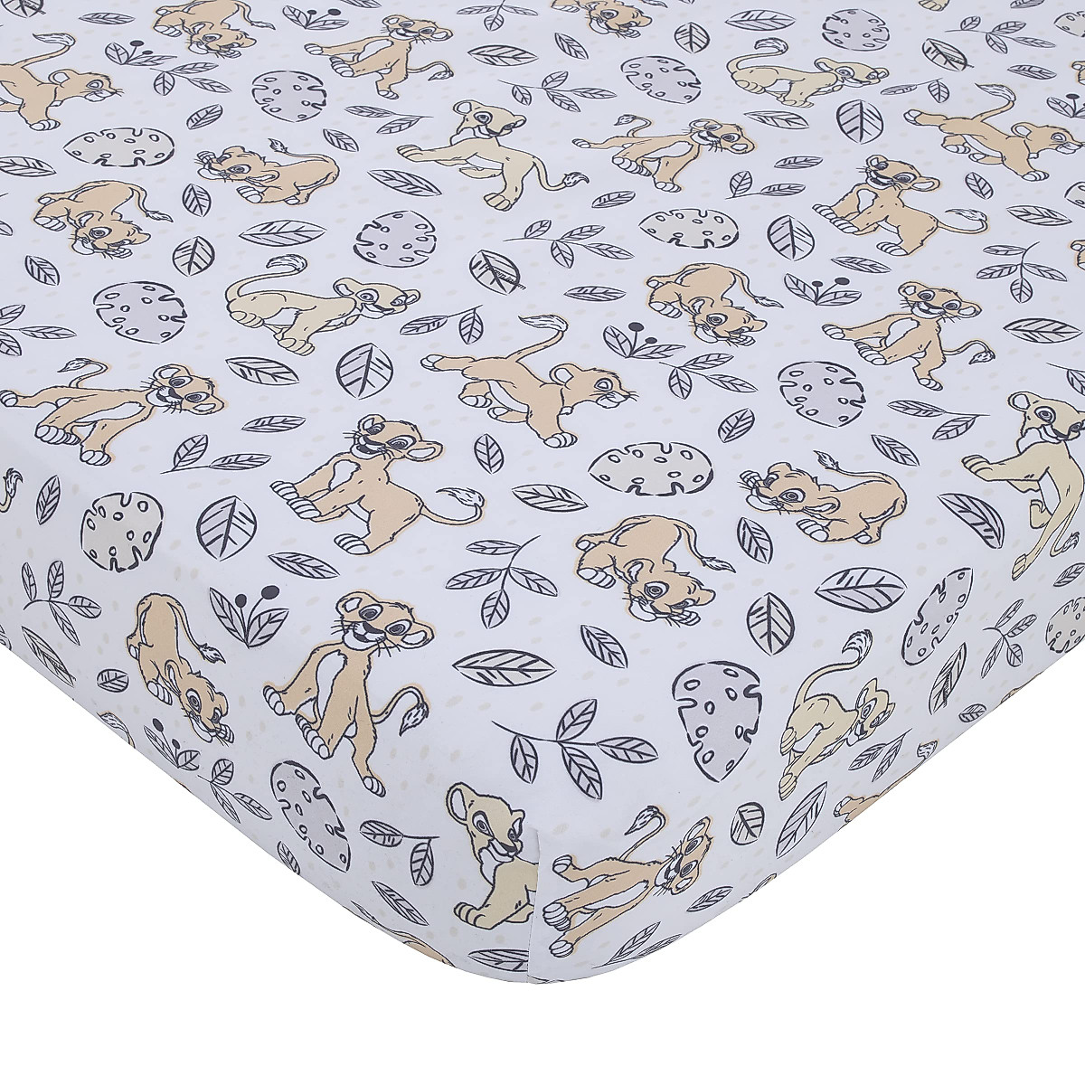 Disney Lion King Daddy's Little Cub Grey, White and Tan Simba and Nala 6 Piece Nursery Crib Bedding Set - Comforter, Two Fitted Crib Sheets, Crib Skirt, Blanket and Changing Pad Cover