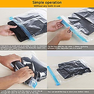 Space Saver Bags for Travel 10 Pack Compression Bags for Travel -Travel Accessories- Vacuum Bags for Travel No Vacuum Pump Needed, Roll-up Vacuum Storage Bags for Travel and Luggage Packing-Organizers
