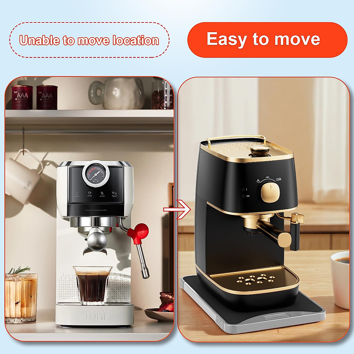 ARGOMAX Appliance Rolling Tray, Coffee Maker Slider, Slding Back & Forth