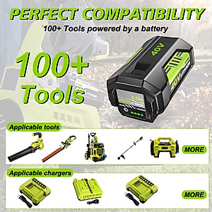 Upgraded 6.0Ah OP4026 Replacement for Ryobi 40V Battery OP40501 OP40602 OP4040 OP40401 6000mAh High Capacity 40 Volt Lithium-Ion Batteries Perfectly Compatible with Ryobi 40 V Power Tools & Charger