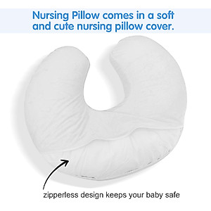 LAT Waterproof Nursing Pillow for Breastfeeding,Waterproof Removable Cover,Ergonomic Breast Feeding Pillows Baby for Baby Boys and Girls,Machine Washable(White)