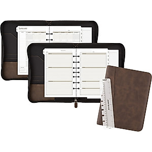AT-A-GLANCE Simulated Leather Undated Starter Set, 43184 DAY-TIMER, Desk Size, Distressed Brown (031-0140-04)