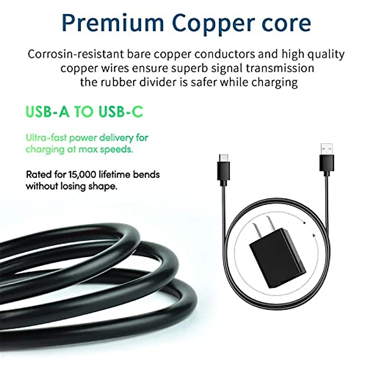 Fast Wall Charger and 5FT USB-C Charging Cable Power Cord Compatible for Nokia XR20 5G X100 G10 G20 G50 T20 G300 8V, Nokia 3.1A 3.4 5.1 Plus 5.3 5.4 6.1 6.2 7.1 7.2 8.3, 9 Pureview Phone & More