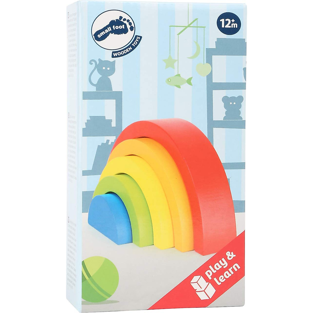 Small Foot Wooden Rainbow Building Blocks (Small)-Babies Learn Hand-Eye Coordination,Patterns&Colors While Developing Fine Motor Skills-Classic Educational Game for Toddlers-Age 12+ Months