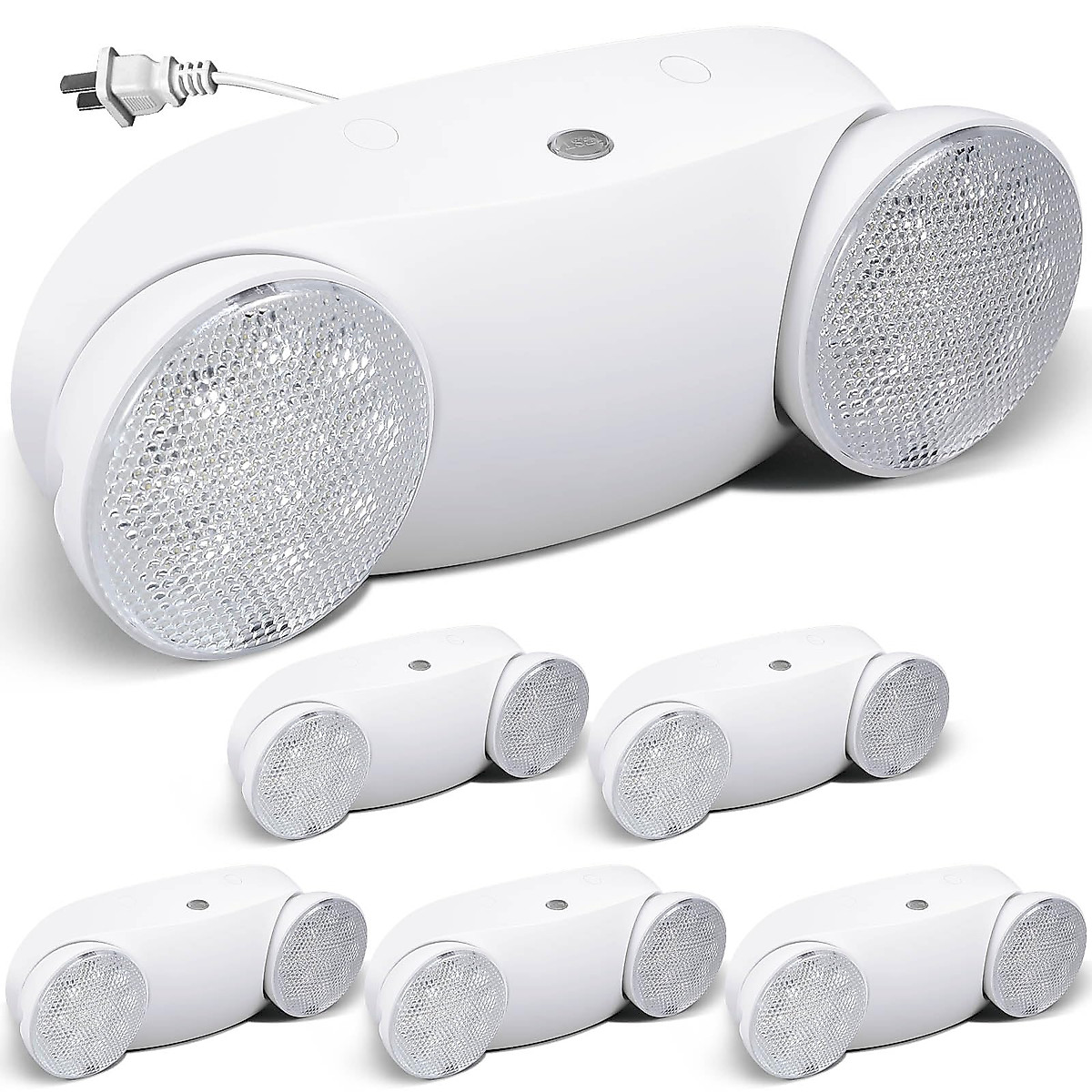 Baquler 6 Pack LED Emergency Light with Battery Backup 2 Adjustable Heads Emergency Lighting AC 85-265V Commercial Exit Lighting Fixtures for Business Home Office Night Power Failure Outage Safety