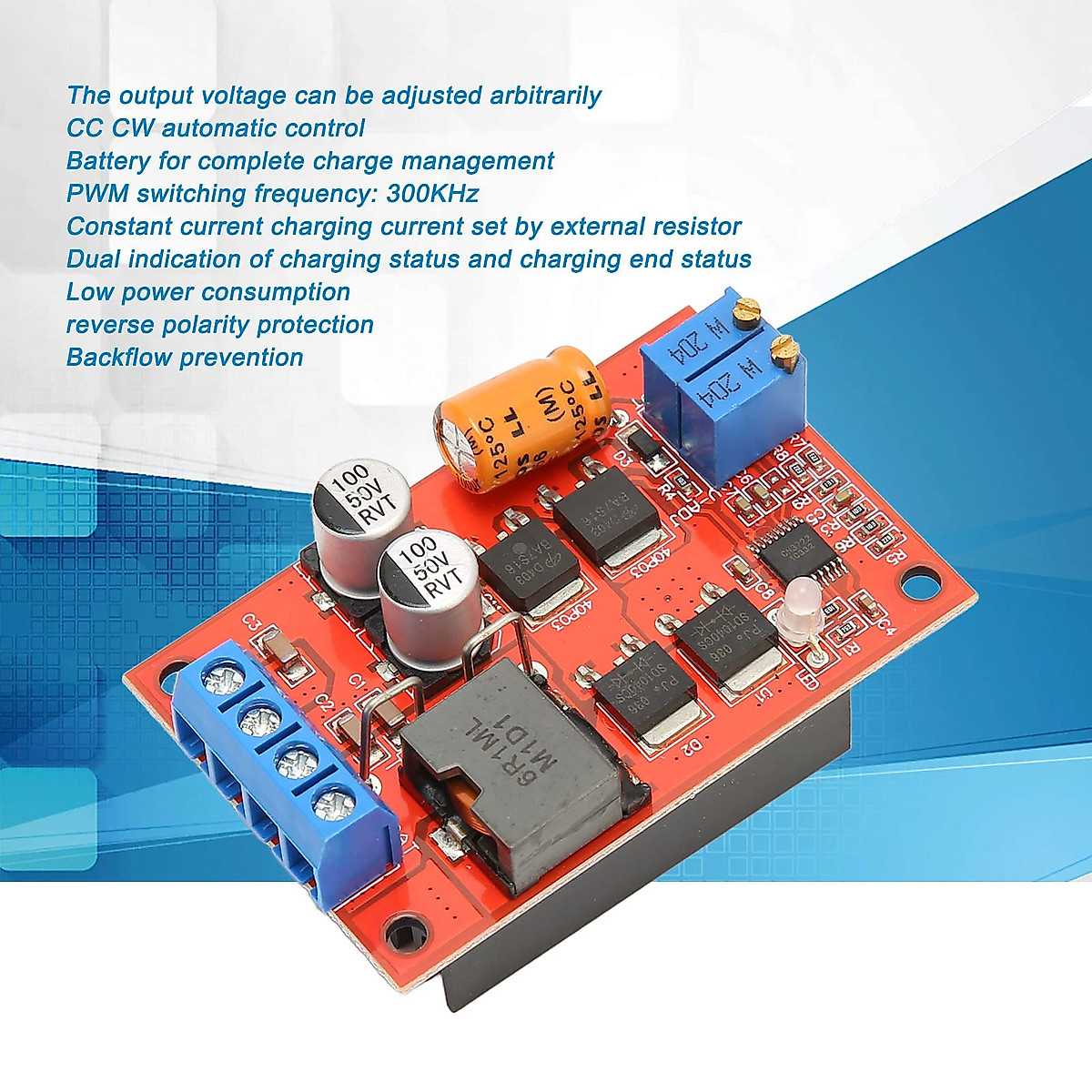 MPPT Solar Panel Controller Module, Solar Charger Module with Reverse Connection Low Power Consumption Battery Charger Module for Lithium Battery, High Power LED