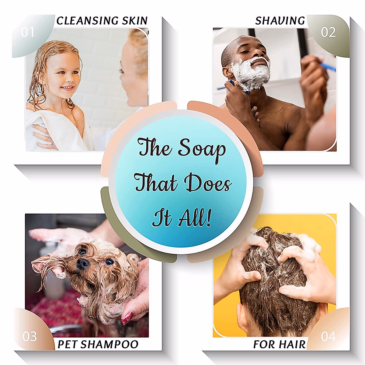 Amish Farms Fragrance-Free & Dye-Free Natural Bar Soap for Sensitive Skin (Huge 5 Bars) - Made in USA, Moisturizing Native Unscented Bar Soap (5-Pack)