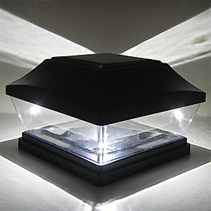 iGlow 4 Pack Black Outdoor Garden 6 x 6 Solar SMD LED Post Deck Cap Square Fence Light Landscape PVC Vinyl Wood