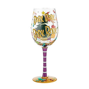 Enesco Designs by Lolita Holiday Doggy Days of Christmas Hand-Painted Artisan Wine Glass, 15 Ounce, Multicolor
