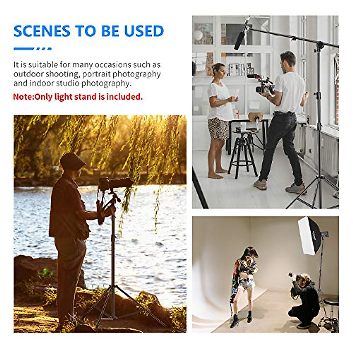 Neewer Heavy Duty Light Stand 10 Feet/3 Meters Adjustable Spring Cushioned Metal Photography Tripod Stand for Photo Studio Softbox, Flash Monolight, Ring Light and Other Photographic Equipment(Black)