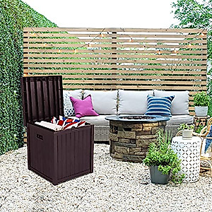 HomVent 51 Gallon Outside Storage Box Deck Boxes Outdoor waterproof Storage Container For Patio Cushions,Patio Furniture, Garden Tools and Pool Toys All Weather Using (Brown)