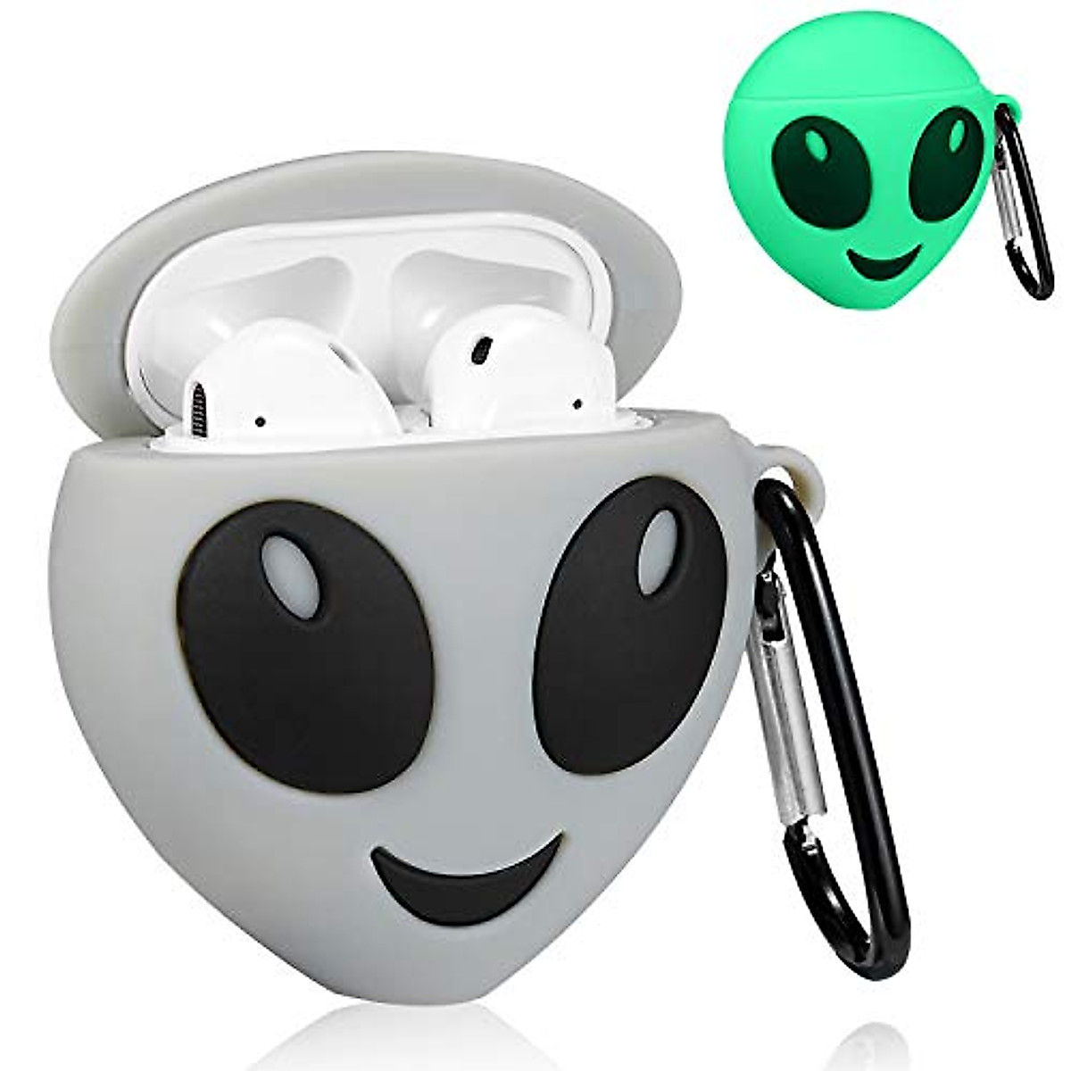 Mulafnxal Compatible with Airpods 1&2 Case,Silicone 3D Cute Fun Cartoon Funny Character Desginer Airpod Cover,Kawaii Fashion Cool Chic Design Skin,Shockproof Cases for Teens Girls Boys Air pods(Alien)