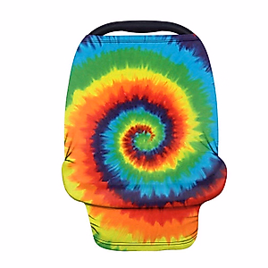 Buybai Tie Dye Car Seat Cover for Infant, Baby Carseat Cushion, Nursing Breast Feeding Scarf Canopy Cart High Chair Protective Cover Cart Stroller