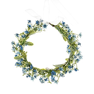 DDazzling Women Girs Flower Crown Bridal Eucalyptus Halo Wedding Floral Headband Photo Shoot (Gypsophila Paniculata Blue)