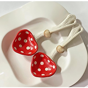 RESVUGA Cute Mushroom Spoons - Soup Spoon Set of 2, Safety Matt Ceramics - Use for Dessert, Breakfast, Soup.