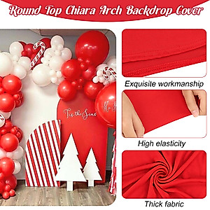 Spandex Fitted Wedding Arch Cover Set of 3 Red Arch Backdrop Cover, Round Top Chiara Backdrop Stand Covers for Wedding Birthday Party Baby Shower Banquet Arch Decoration (Red, 5FT,6FT,6.6FT)