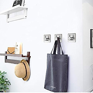 Adhesive Hooks Heavy Duty Wall Hooks Waterproof Stainless Steel Hooks for Hanging Coat, Hat,Towel Robe Hook Rack Wall Mount- Bathroom and Bedroom 4-Packs