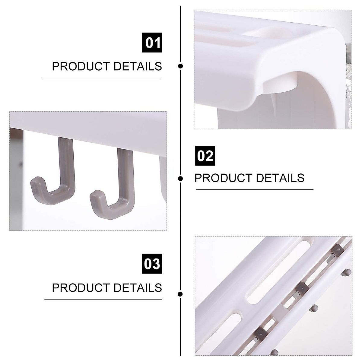 Hemoton Pan Pot Hanger Hook 1 Pc Kitchen Storage Coat Hanger Kitchen Hook Rail Kitchen Holder Shelves for Storage Wall Mounted Wall Mounted Holder Knives Abs White No Punching