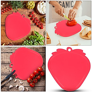 CALLARON Small Cutting Boards Strawberry Shaped: Kids Chopping Boards Fruit Vegetable Pasta Board 2pcs Serving Storage Tray for Pretend Play Cooking Baking