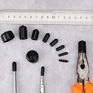 160 Pcs Rubber End Caps 2/25'' to 4/5'' Vinyl End Caps Flexible Rubber Caps Vinyl Tube Bolt Cap Rubber Screw Covers Black Bolt End Caps Screw Caps Thread Protectors for Metal Tube Rod Bolt(9 Sizes)