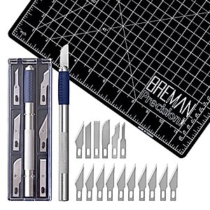 WA Portman Craft Knife Set & Craft Cutting Mat - 9x12 inch 2-sided Self-Healing Craft Cutting Board & 7pc Hobby Knife Set with 10 Extra Blades - Precision Knife with Blades & Hobby Cutting Mat Set