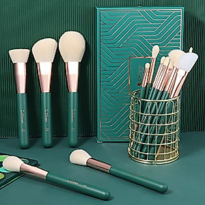 DUcare Makeup Brushes Professional 20Pcs Green Makeup Brush set with Silicone Face Mask Brush Kabuki Foundation Blending Powder Blush Concealers Eyeshadows Brushes