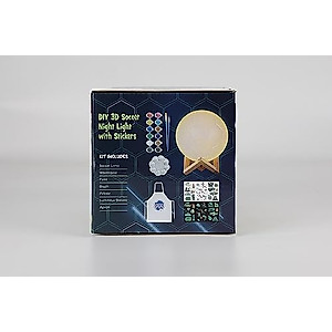 LAOESE Paint Your Own Soccer Ball Lamp Kit, DIY 3D Night Light with Soccer Stickers & Wooden Stand, Art Supplies Creativity Arts & Crafts Kit for Kids, Birthday Gifts for Boys