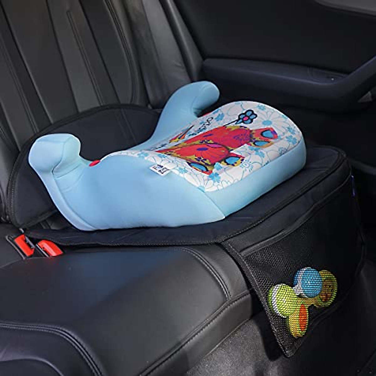 INFANZIA Car Seat Protector with Thickest Padding - Auto Seat Cover Mat for Baby Child Car Seats, Waterproof 600D Fabric, PVC Leather Reinforced Corners & 2 Large Pockets for Handy Storage