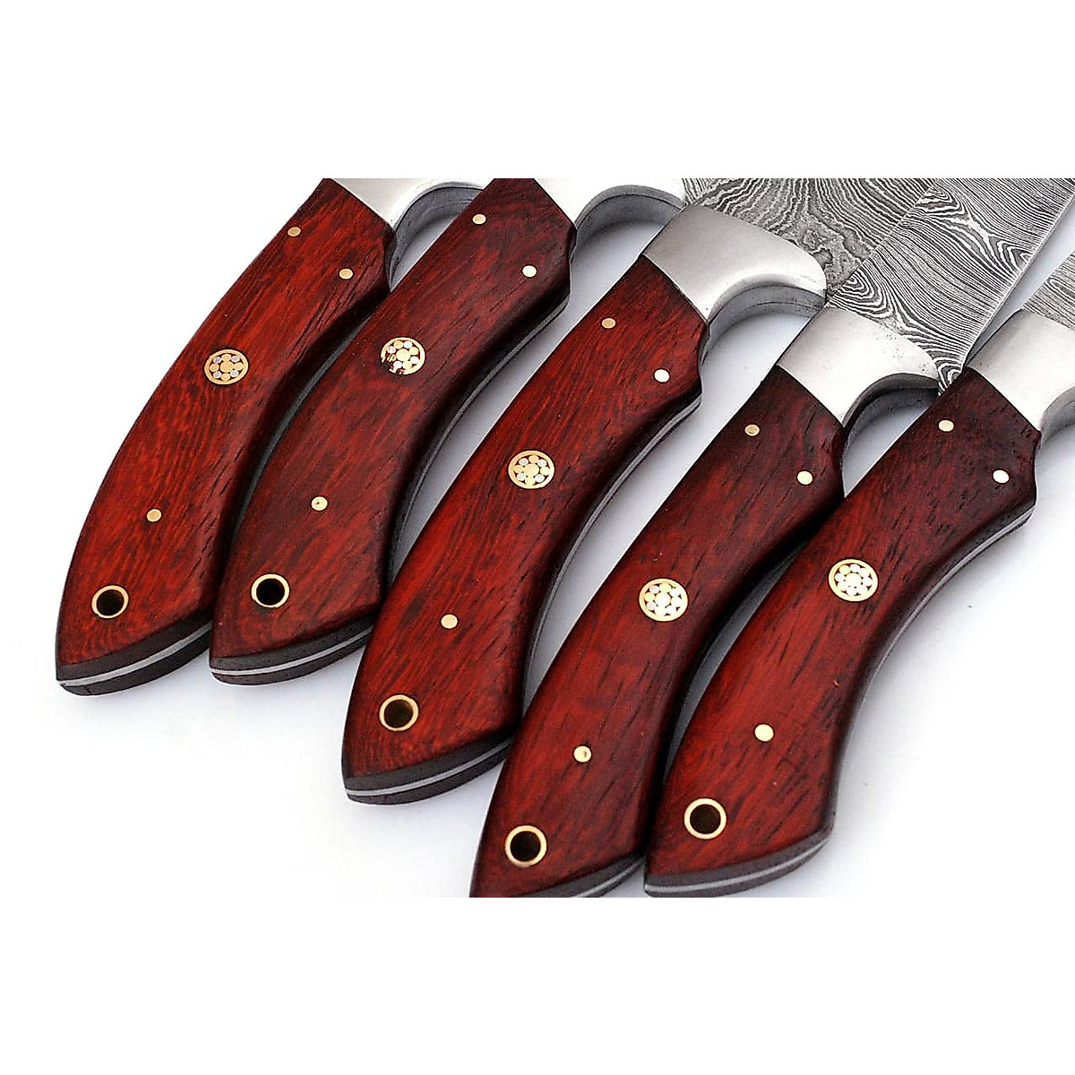 Handmade Damascus Steel Blade Kitchen Knife Set 5pcs Best Damascus Chef Knife Set Professional Kitchen Cooking Knives With Leather Case/Bag