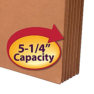 Smead 100% Recycled Expanding File Wallet with Flap and Cord Closure, Reinforced, 5-1/4" Expansion, Letter Size, Redrope, 10 per Box (71198)