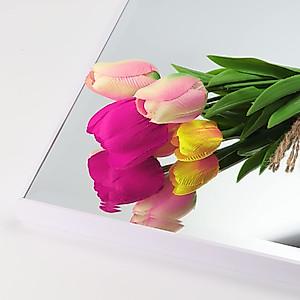 PETAFLOP 14x48 Inch Full Length Mirror Wall Mounted or Over The Door Hanging, Large Body Mirror with Rectangular Framed for Bedroom Bathroom Living Room Decor, White