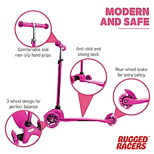 Rugged Racer Mini Scooter with Adjustable Height and LED Wheels (BH19899)