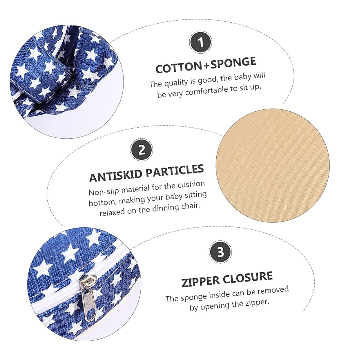 Toddmomy 2 Pcs Height Increasing Seat Cushion Mat Cotton Fabric (Filler: High-Density Sponge) Baby Washable