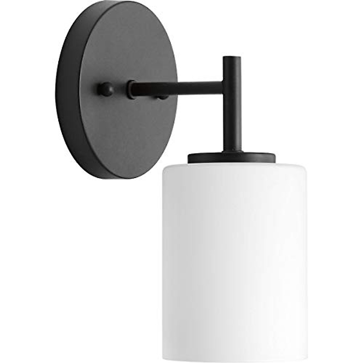 Progress Lighting Replay Collection 1-Light Etched White Glass Glass Modern Bath Vanity Light Textured Black