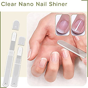 2Pcs Glass Nail Files & 2Pcs Nano Glass Files - Gifts for Women Wife Professional Glass File with Case, Double Sided Upgrade Glass File for Natural Nails