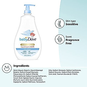 Baby Dove Sensitive Skin Care Baby Wash For Baby Bath Time Rich Moisture Tear-Free and Hypoallergenic, 20 oz (Packaging May Vary)