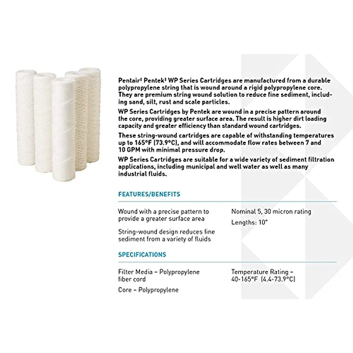Pentek TS-101L 1/4" In-line Carbon and Polyphosphate Filter Cartridge