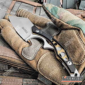 Tactical Knife Hunting Knife Survival Knife 7.25" Fixed Blade Knife With Hybrid Blade Camping Accessories Camping Gear Survival Kit Survival Gear Tactical Gear 79224 (Black / Gold)
