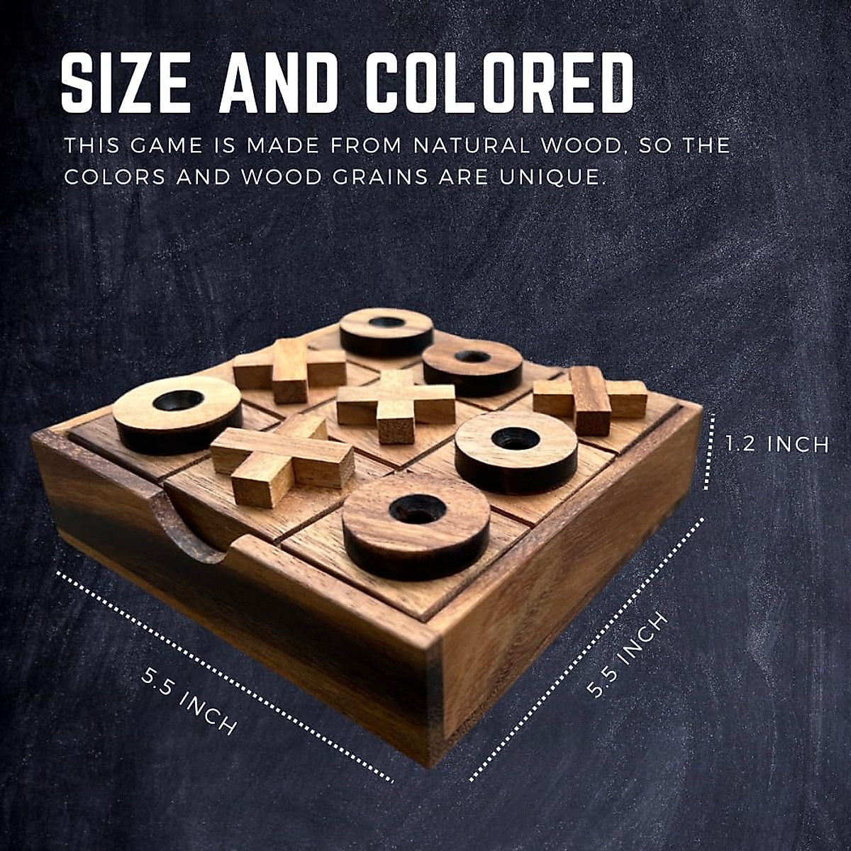 NUTTA - TicTacToe Wooden Game Size 5.5 X 5.5 inches Tic Tac Toe Wooden Board Games Coffee Table Desk Toy Fun Game Friends and Family Adult Games Travel Backyard Indoor Outdoor Decorative Decor Room