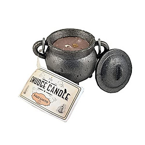 Reusable 4" Cast Iron Cauldron Candle with Lid and Hanging Handle for Spell Casting, Smudging, Ritual & Blessings Pot Belly Witchcraft Candle Aromatherapy Scented (Palo Santo)