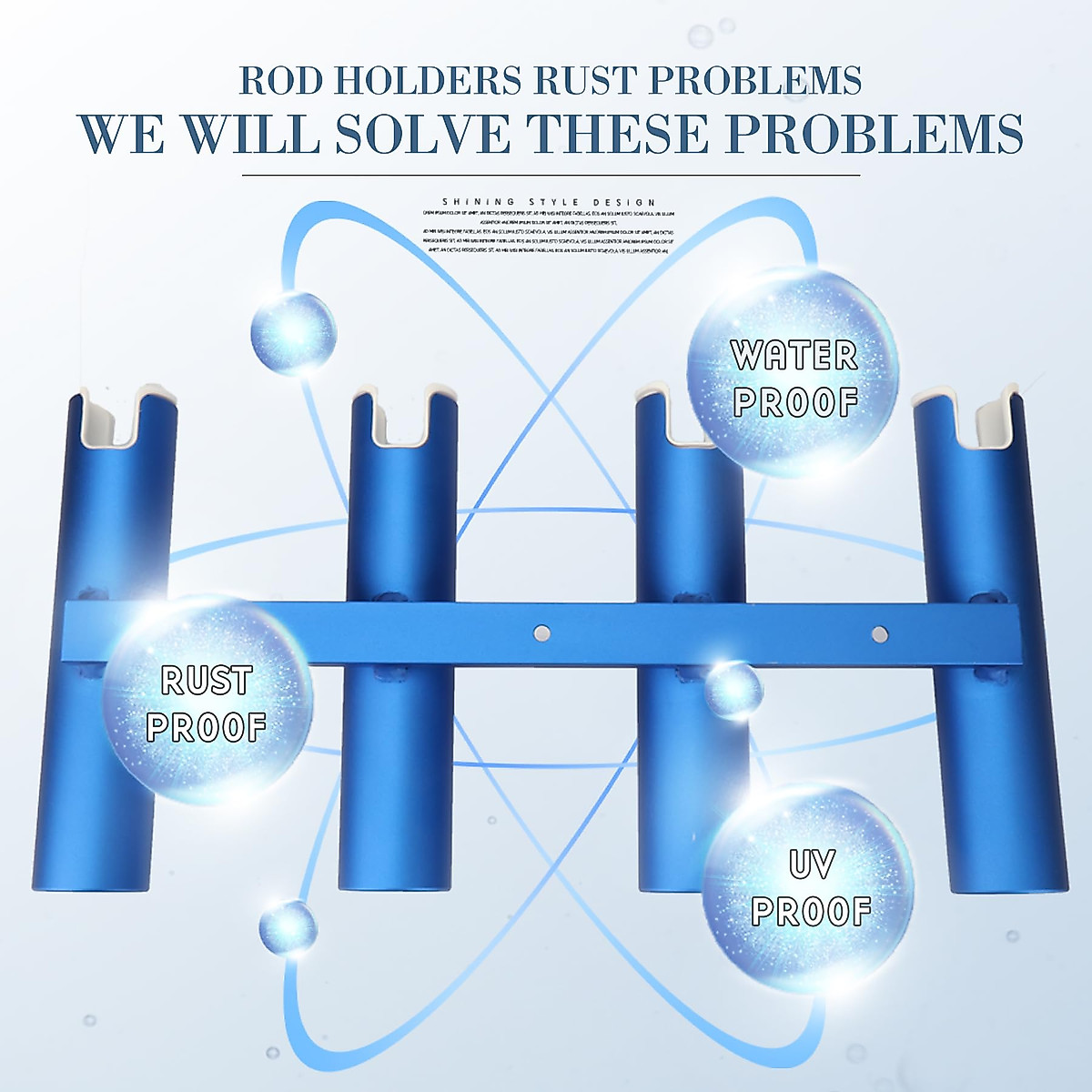 Xinkunmarine Aluminium Fishing Rod Holders for Boat, Wall-Mounted Fishing Pole Roof Rod Rack,Surf Fishing Rod Holder for Truck, Boats & Yacht (4 Tubes Blue)