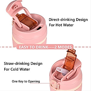 Coffee Travel Mug, Double Walled Insulated Vacuum Coffee Tumbler With Leakproof Flip Insulated Coffee Mug, For Hot And Cold Water Coffee And Tea In Travel Car Office School Camping (Pink, 17)