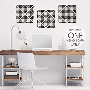 Sweet Jojo Designs Buffalo Plaid Fabric Memory Memo Photo Bulletin Board - Black and White Check Rustic Woodland Flannel