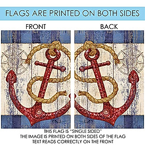 Toland Home Garden 1010001 Rustic Anchor And Compass Boat Flag 28x40 Inch Double Sided Boat Garden Flag for Outdoor House Ship Flag Yard Decoration