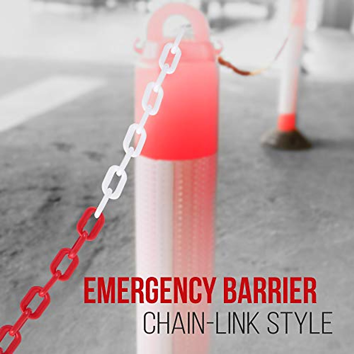 Pyle Safety Chain Barrier Plastic Links - 82' Ft Caution Security Chain Link Barriers Crowd Control, Door Driveway Garage Kids Safety Blocker, Multi color (6mm)