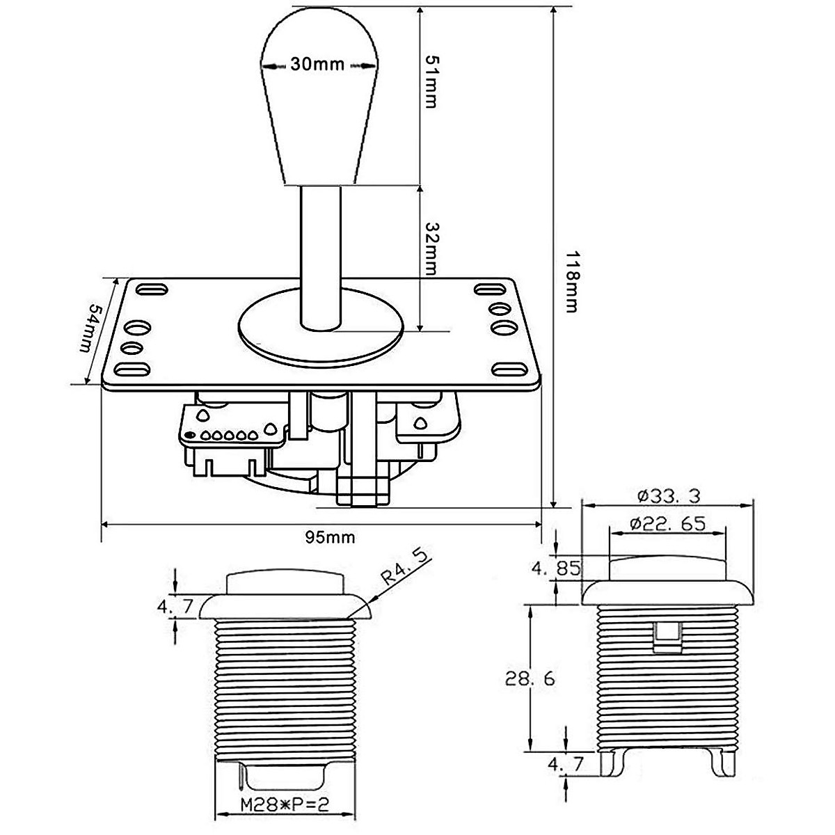 EG STARTS 1 Player LED Arcade DIY Part Kit USB Encoder to PC Gamepads Ellipse & Oval Style Bat Joystick + 5V LED Arcade Buttons for Video Games Mame Raspberry Pi Arcade1up (Chrome Mix Colors)