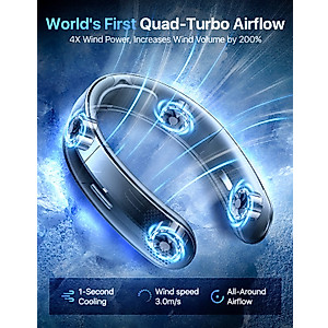 DesertWest 2024 Flagship Portable Neck Fan Rechargeable, Revolutionize Cooling with Quad-Turbo Fan Technology, Neck Cooler, Foldable Neck Cooling Fan with USB-C Charing