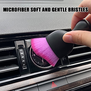 tobenbone Car Interior Detailing Brush, Ultra Soft Non-Scratch Dust Brush, Car Interior Cleaning Tool for Cleaning Panels, Air Vent, Leather (Purple)