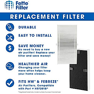 Fette Filter - Replacement Filter U Compatible with Honeywell HEPAClean U Filter HRF201B and Febreze FRF102B For HHT270, HHT290 & Febreze FHT170, FHT180, FHT190 - Pack of 6
