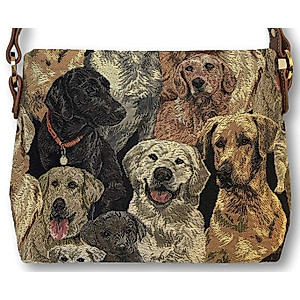 Dog Shoulder Bag - Zippered Cross Body Purse - Woven Tapestry Design